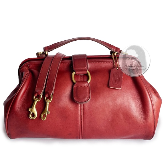 Coach | Bags | Vintage Coach Hudson Bag 413 Red Leather Doctors Bag ...